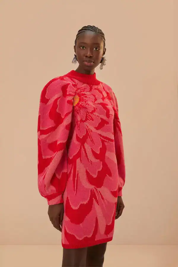 Farm Rio Bold Flower Knit Dress - Bold Flower Pink | Editorialist